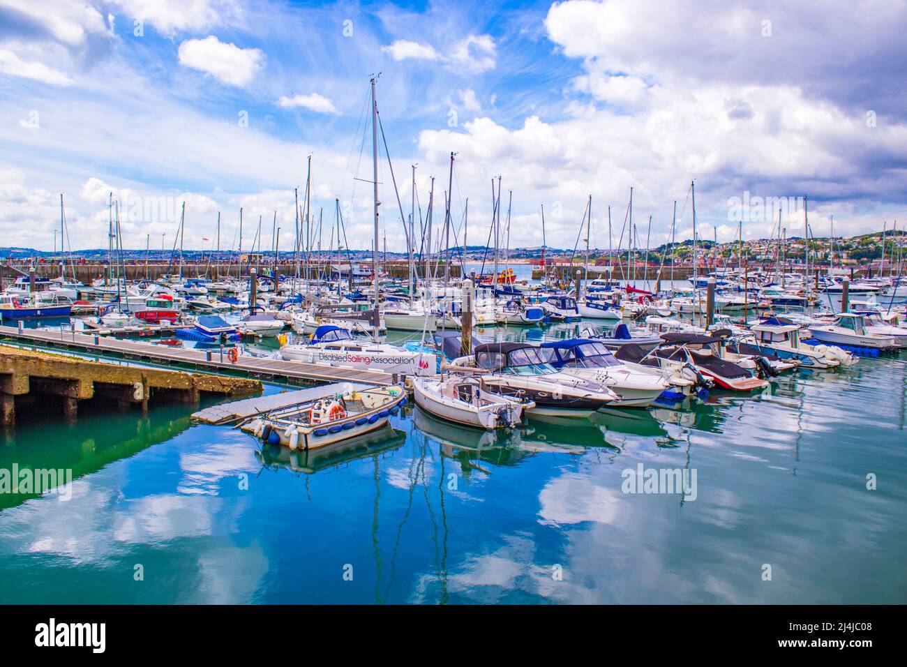 The seaside town of Torquay on the English Riviera in Devon England UK ...