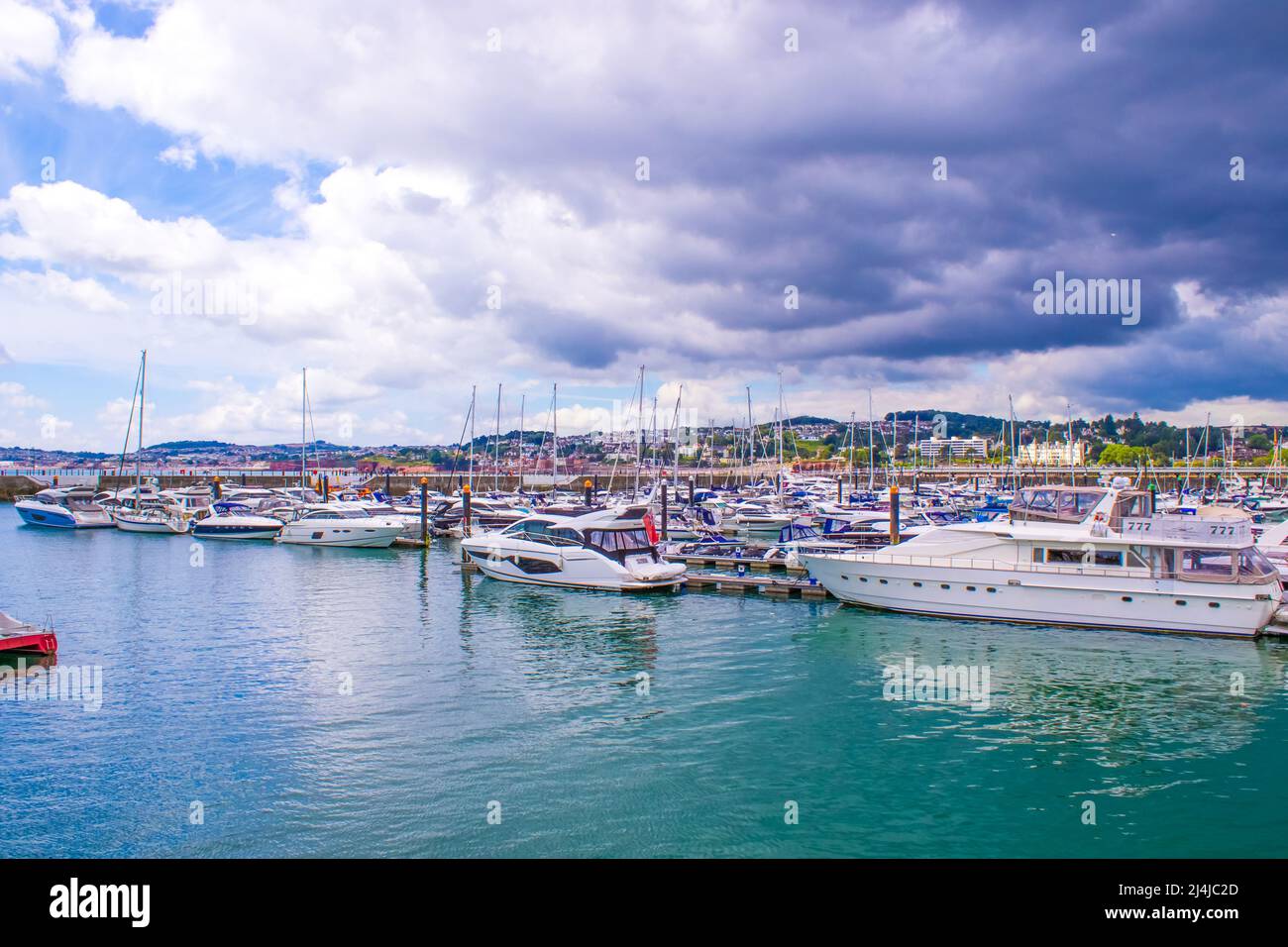 The seaside town of Torquay on the English Riviera in Devon England UK ...
