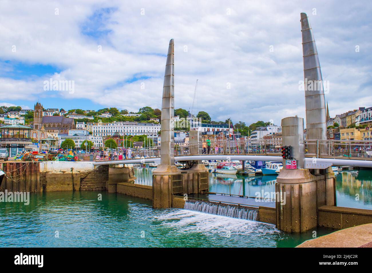 The seaside town of Torquay on the English Riviera in Devon England UK ...
