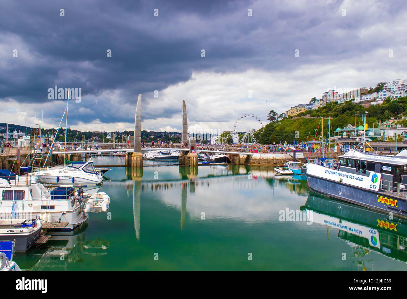 The seaside town of Torquay on the English Riviera in Devon England UK ...