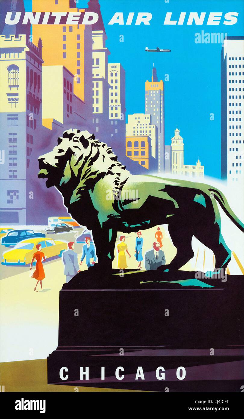 Vintage Travel Poster - Chicago - 1957 By Joseph Binder Stock Photo - Alamy