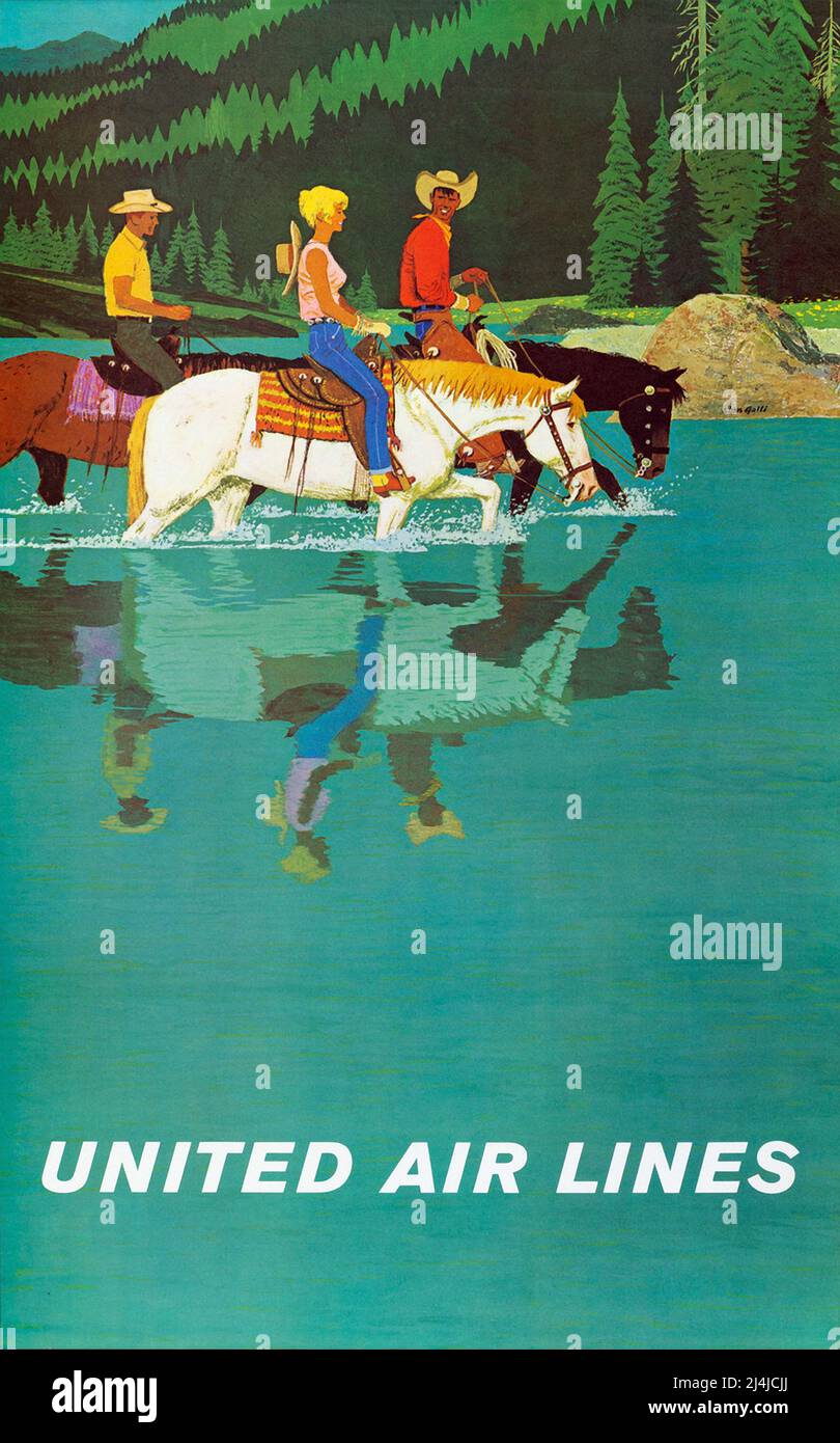 Vintage 1960's Travel Poster - USA - United Air Lines - By Stan Galli ...