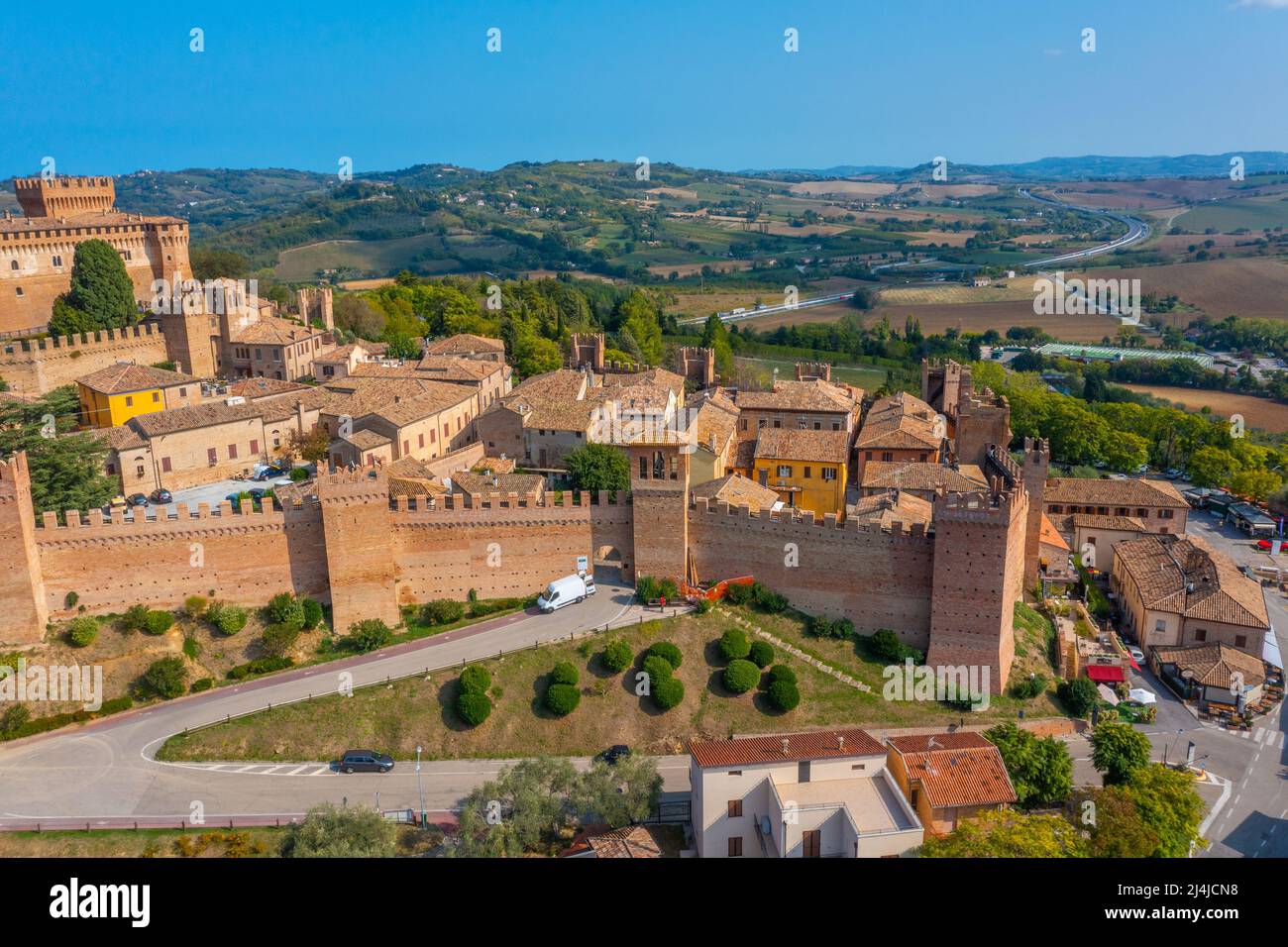 Aerial view of Italian town Gradara Stock Photo - Alamy