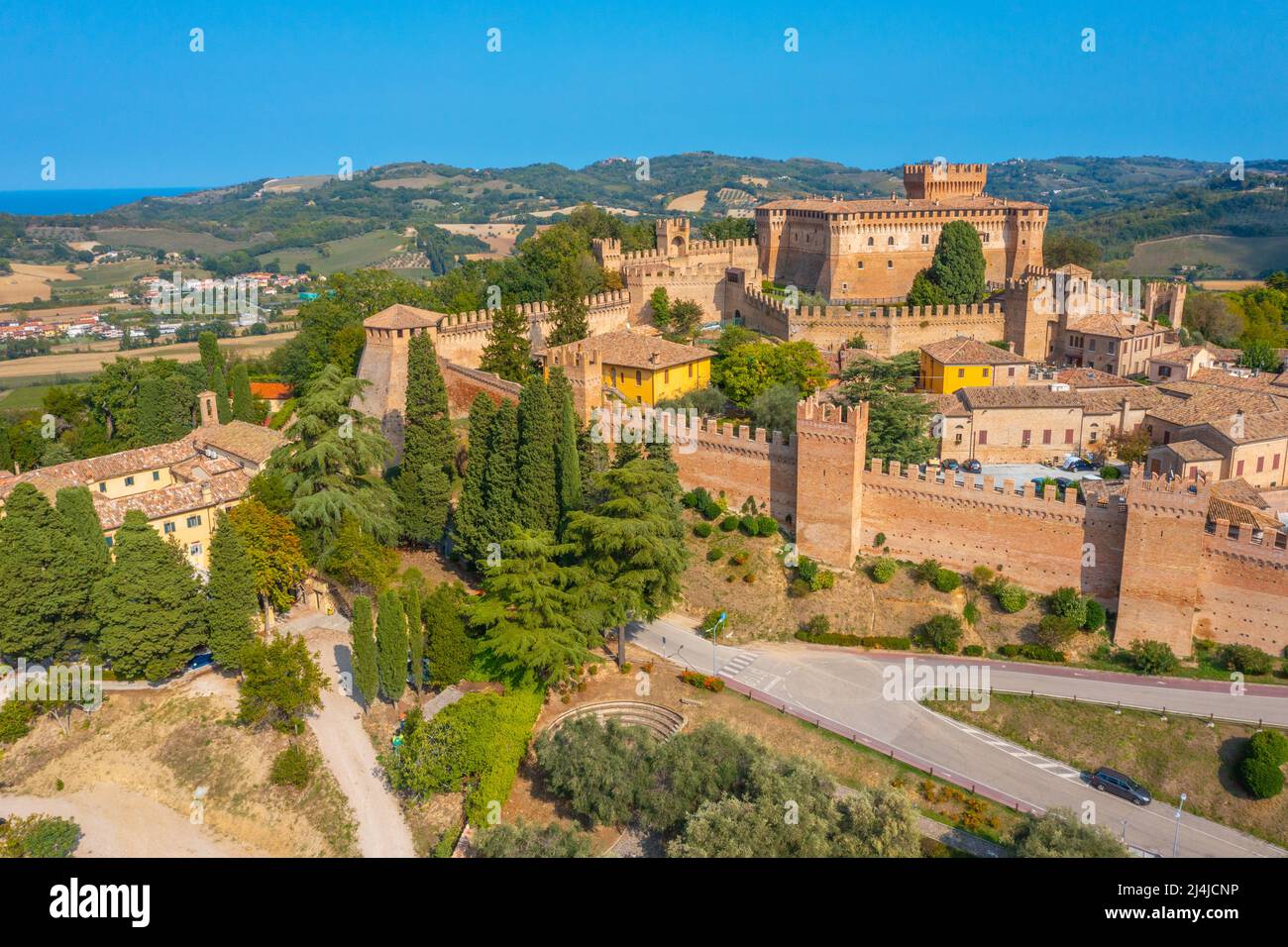 Aerial view of Italian town Gradara Stock Photo - Alamy