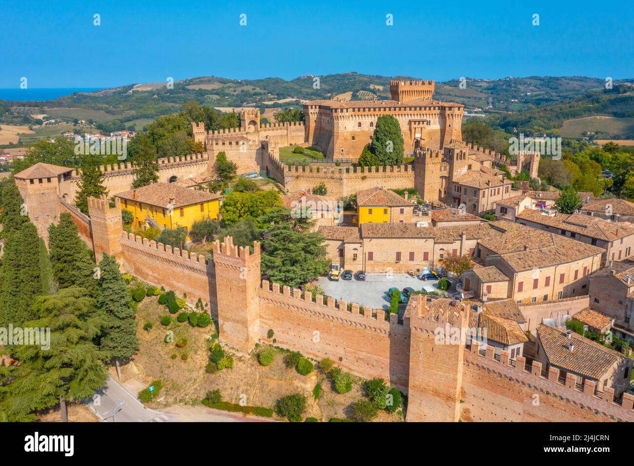 Aerial view of Italian town Gradara Stock Photo - Alamy