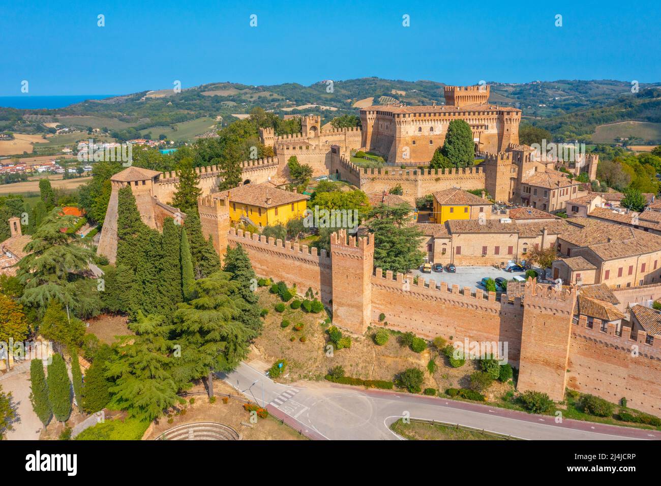 Aerial view of Italian town Gradara Stock Photo - Alamy