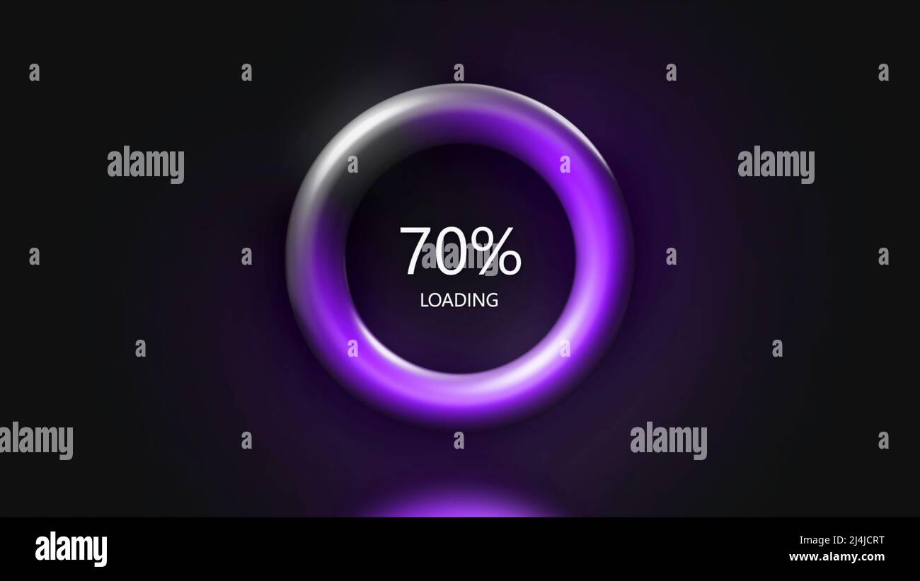 Waiting for download with percentages and ring. Motion. Loading battery ...