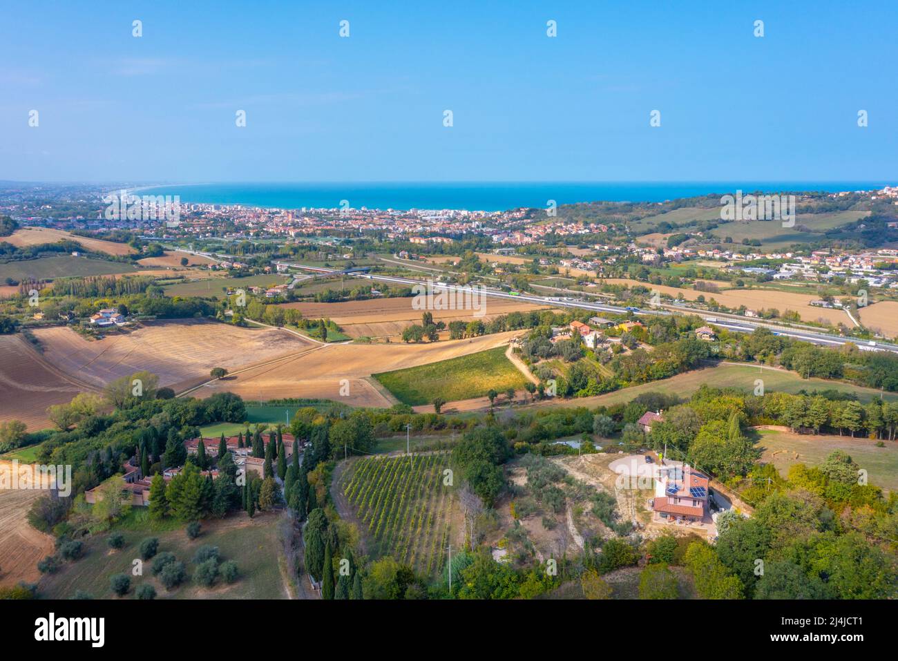 Coastline of Adriatic sea viewed from Gradara, Italy Stock Photo - Alamy