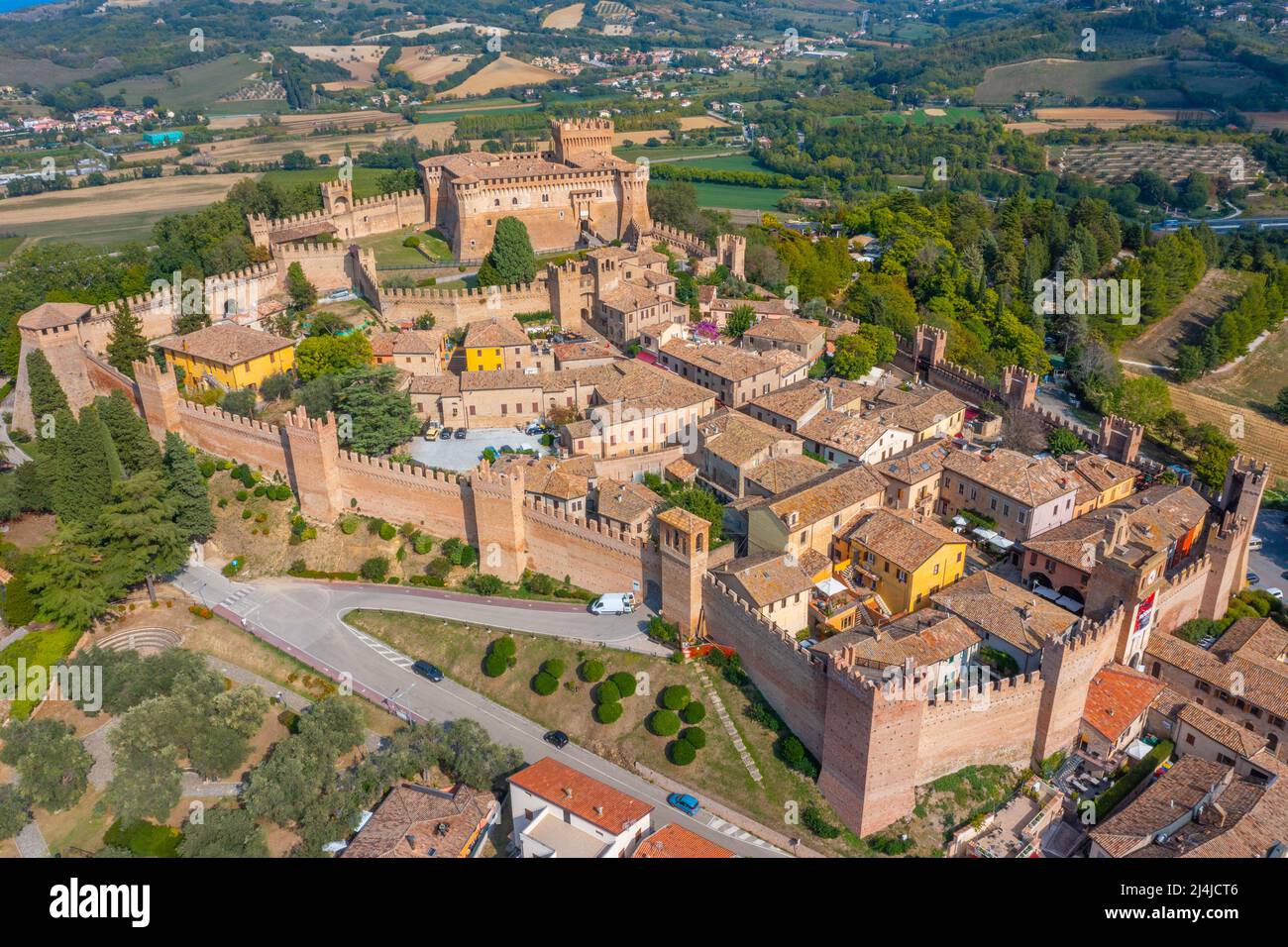 Aerial view of Italian town Gradara Stock Photo - Alamy