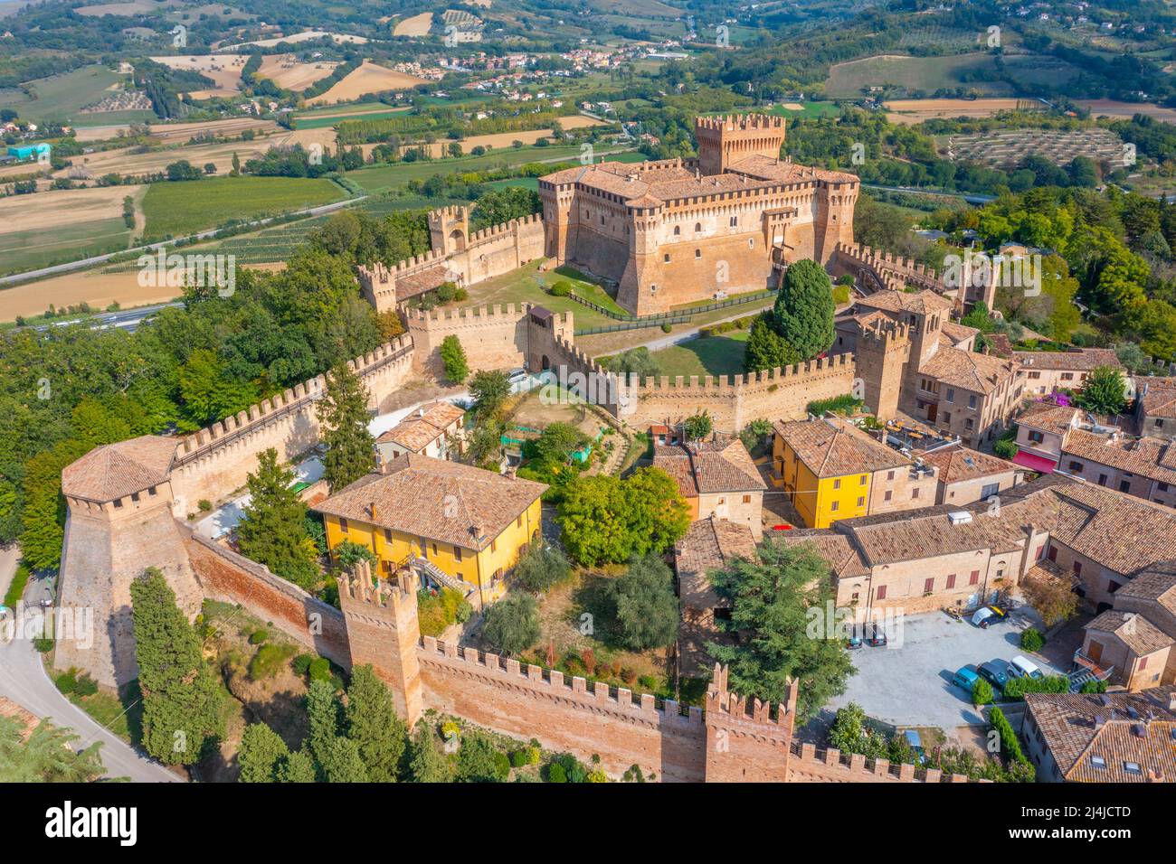 Aerial view of Italian town Gradara Stock Photo - Alamy