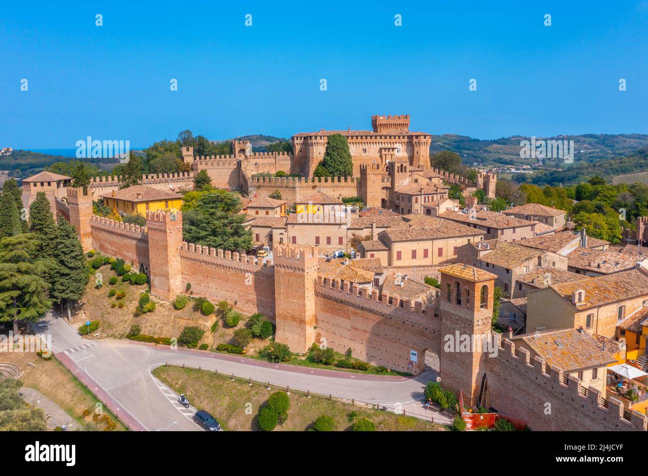 Aerial view of Italian town Gradara Stock Photo - Alamy