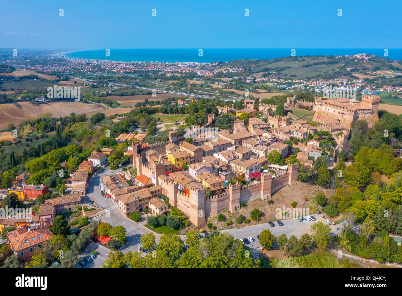 Aerial view of Italian town Gradara Stock Photo - Alamy