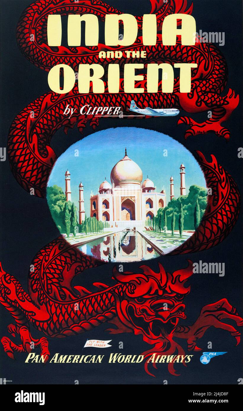 Vintage Travel Poster - Pan American World Airways India and the Orient ...