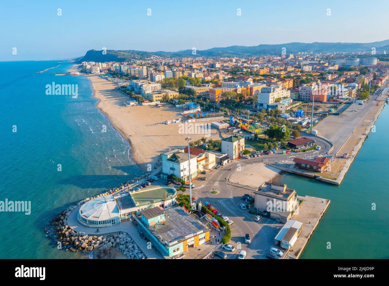 Aerial view of the beach in Italian town Pesaro Stock Photo - Alamy