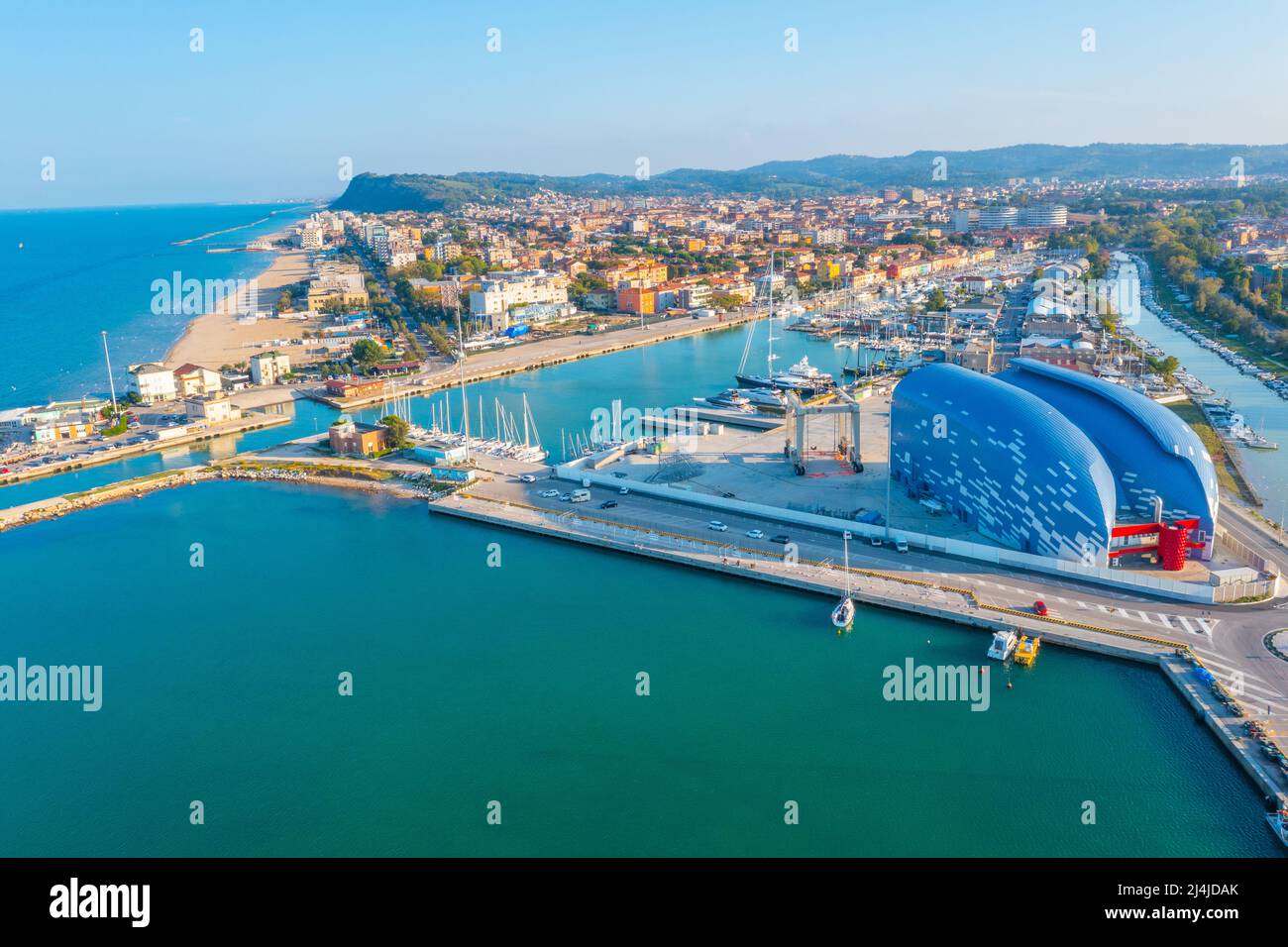 Aerial view of marina in the Italian town Pesaro Stock Photo - Alamy