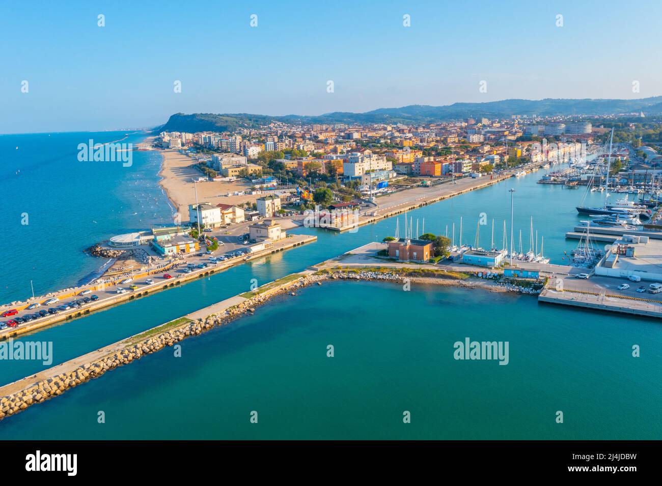 Aerial view of marina in the Italian town Pesaro Stock Photo - Alamy