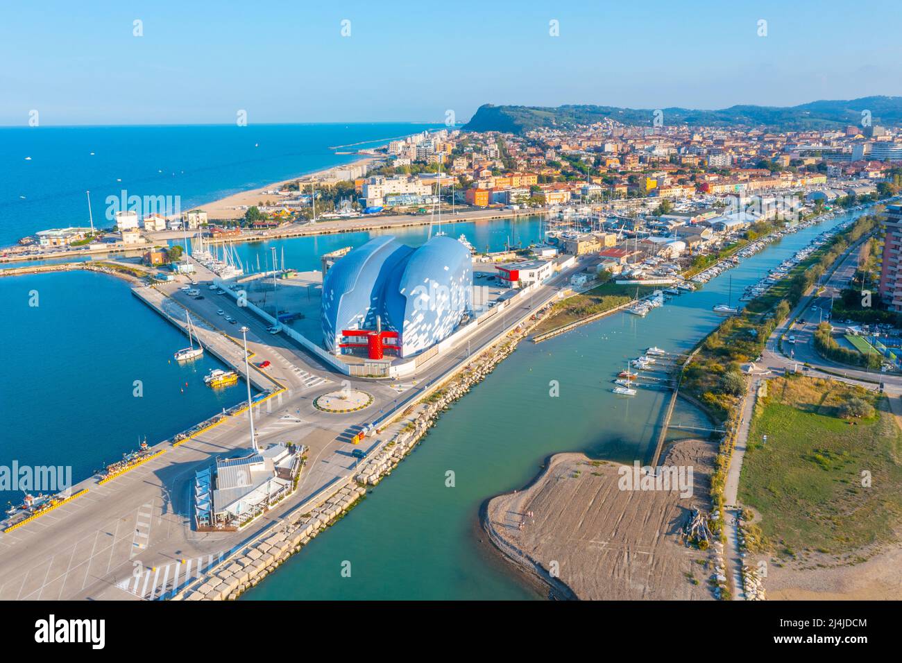 Aerial view of marina in the Italian town Pesaro Stock Photo - Alamy