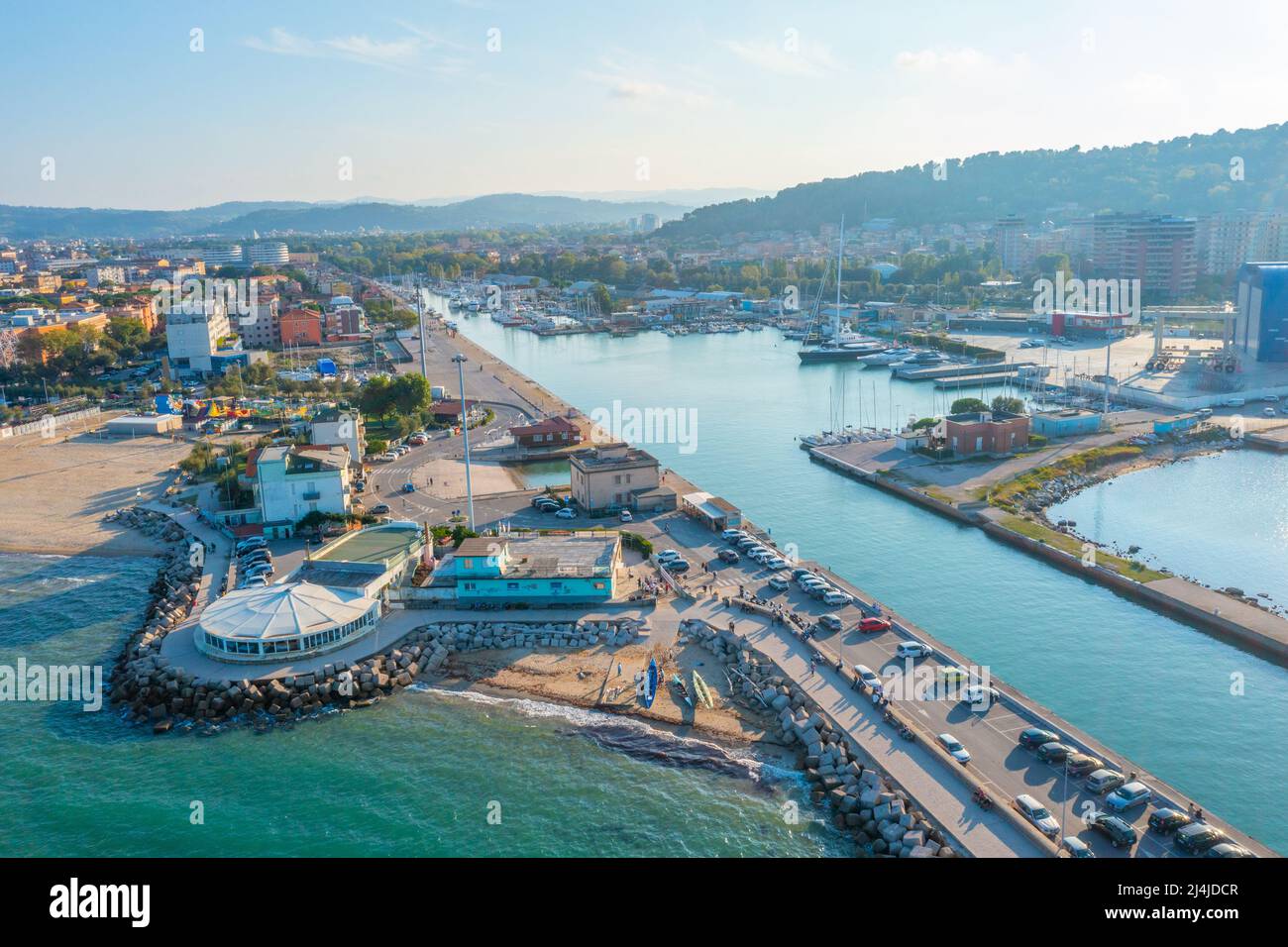 Aerial view of marina in the Italian town Pesaro Stock Photo - Alamy