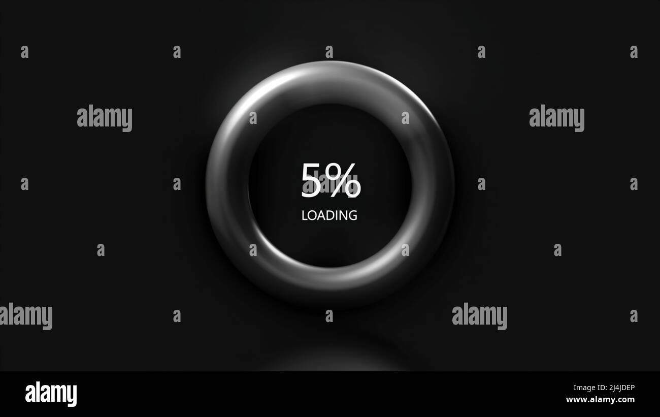 Waiting for download with percentages and ring. Motion. Loading battery ...