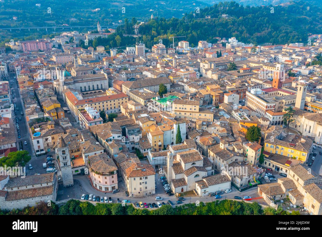 Aerial view of city center of Italian town Ascoli Piceno Stock Photo ...