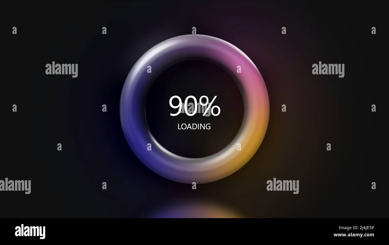 Waiting for download with percentages and ring. Motion. Loading battery ...