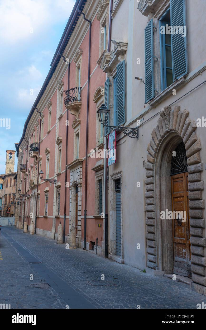 Narrow street in the old town of Ascoli Piceno in Italy Stock Photo - Alamy