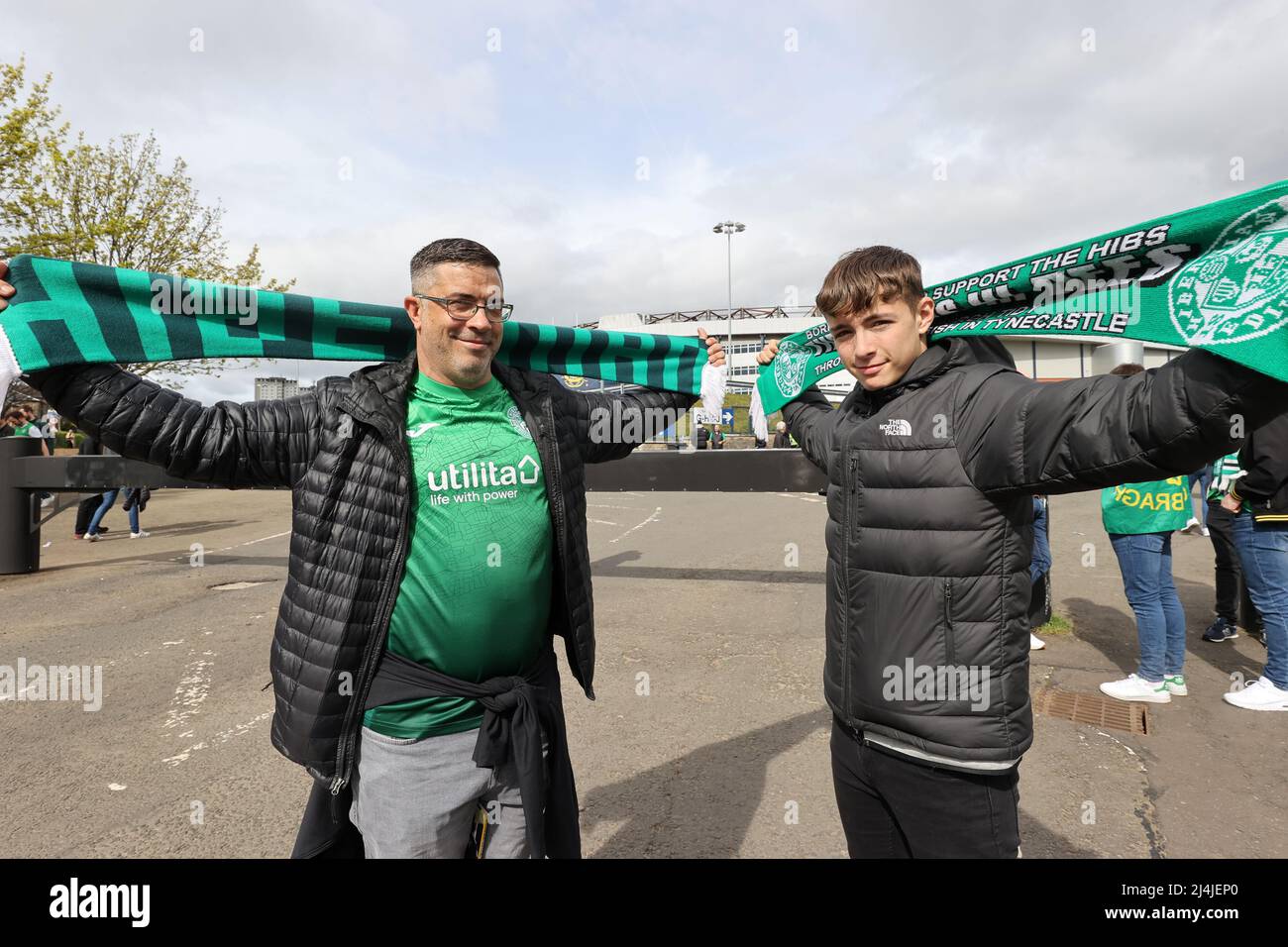 Hibernian fans arriving before the Scottish Cup semi final match at ...