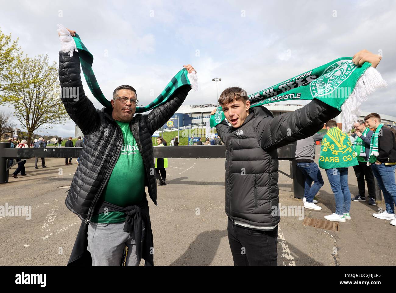 Hibernian fans arriving before the Scottish Cup semi final match at ...