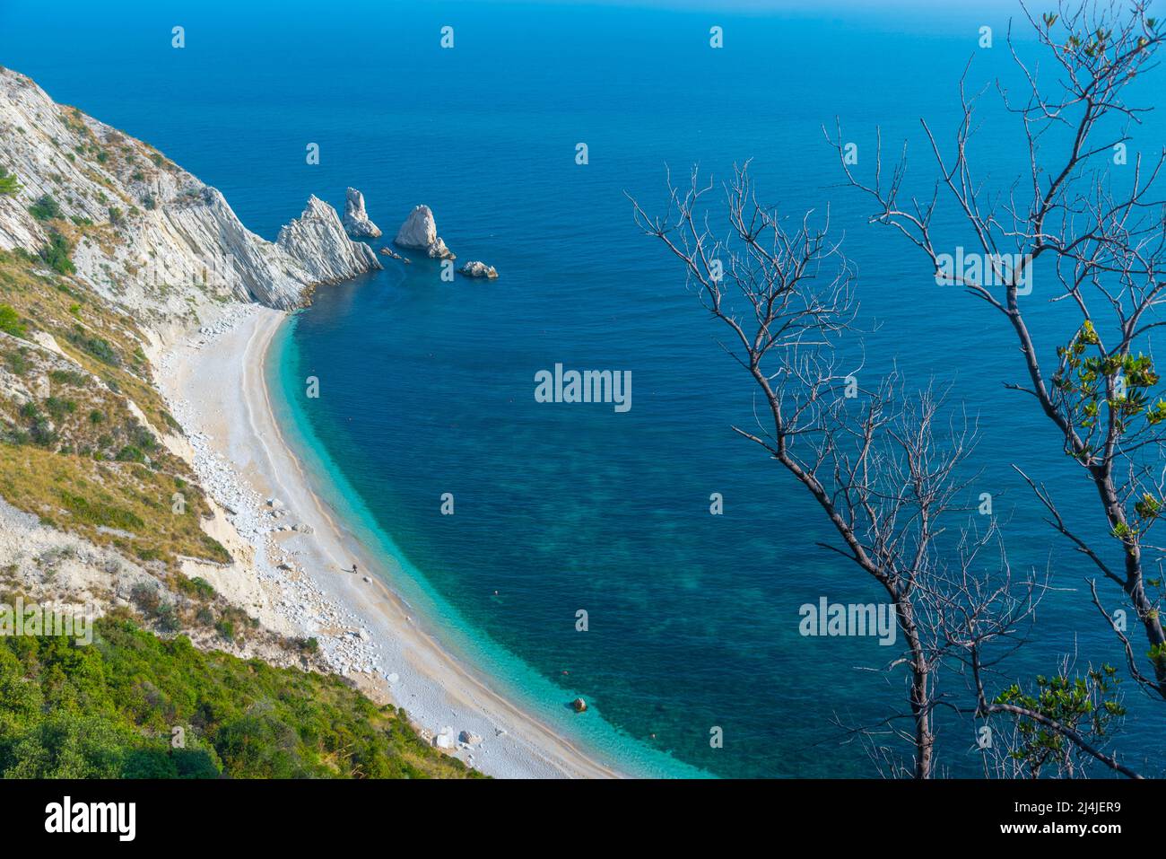 Spiaggia delle Due Sorelle beach at Monte Conero natural park in Italy ...