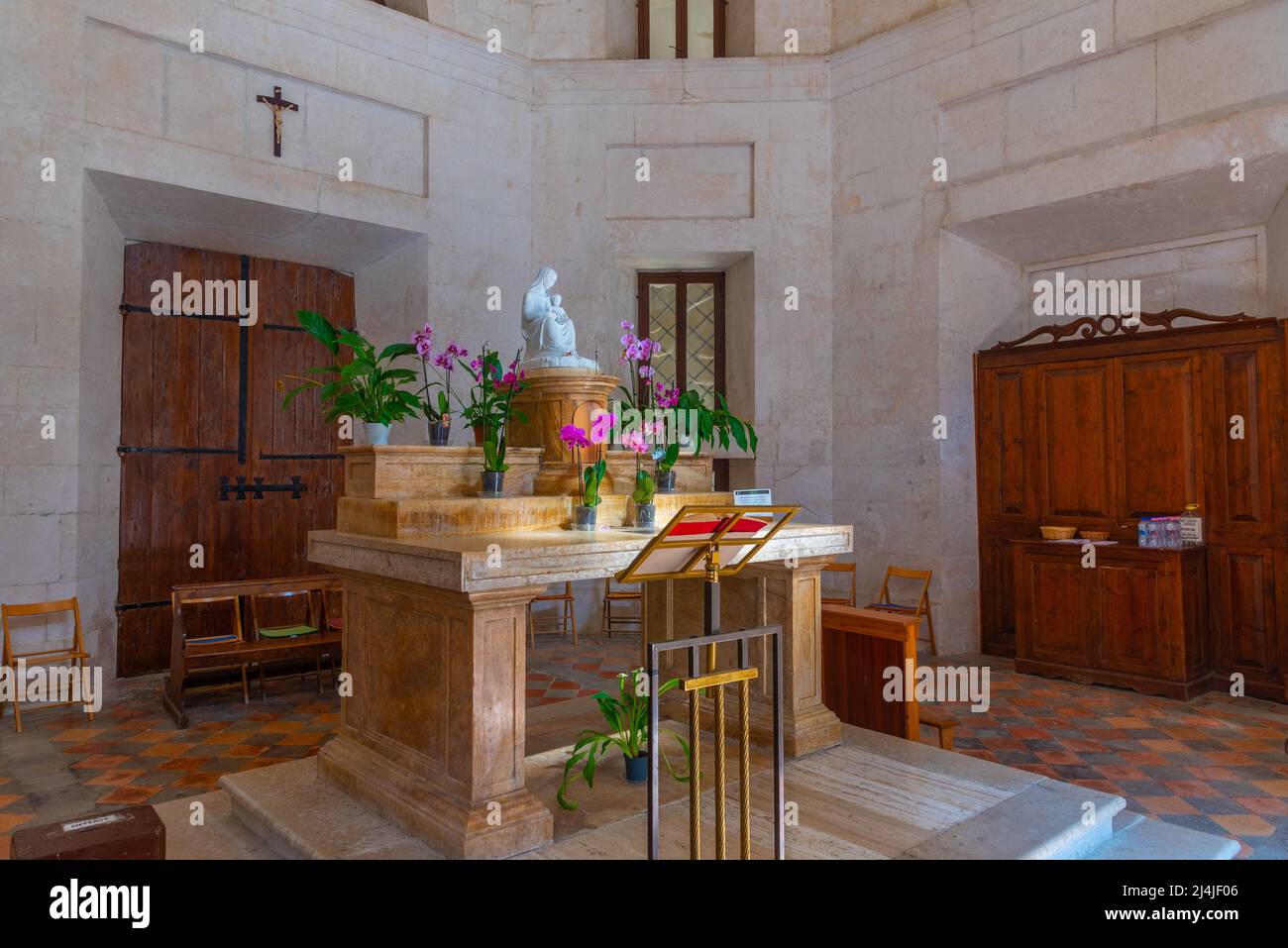 Frasassi, Italy, September 27, 2021: Interior of Tempio del Valadier ...