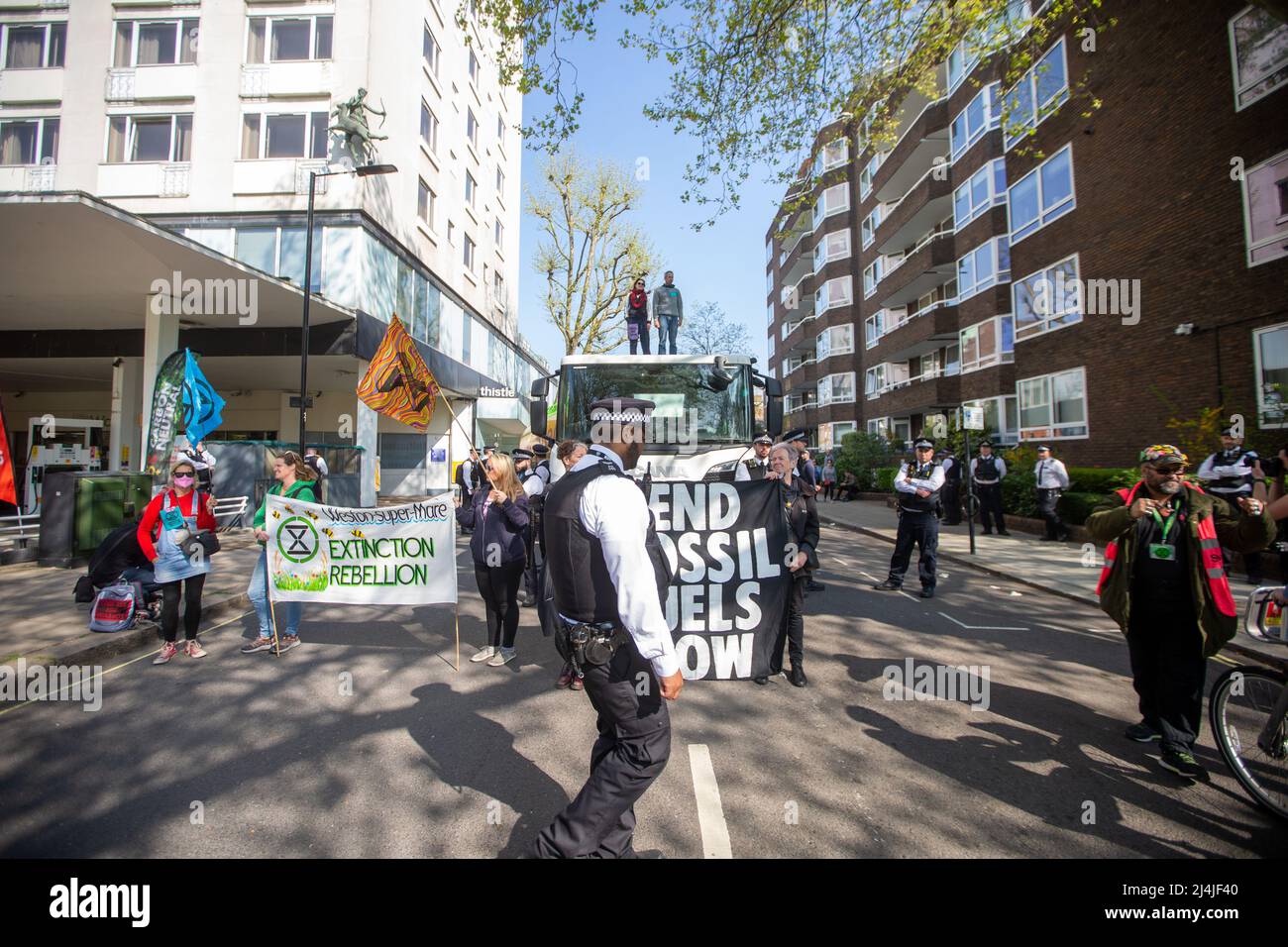 London, England, UK. 16th Apr, 2022. Extinction Rebellion activists ...