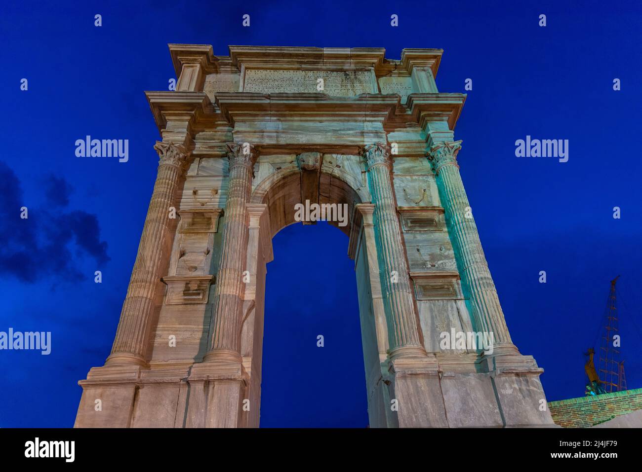 Night view of Arco di Traiano in Italian port Ancona Stock Photo - Alamy