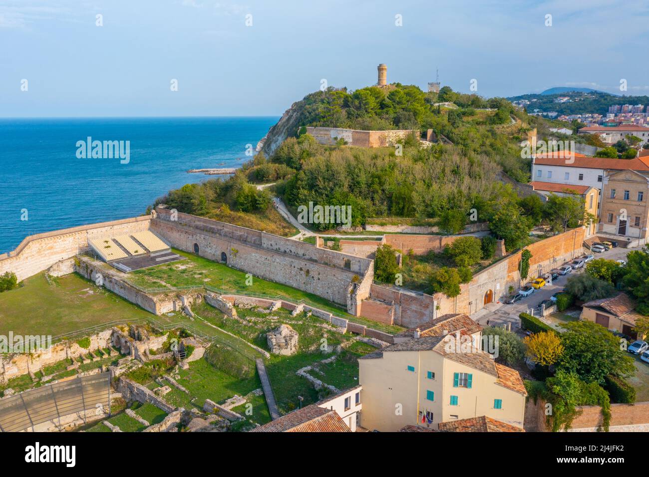 Roman amphitheatre and Parco del Cardeto in Italian town Ancona Stock ...