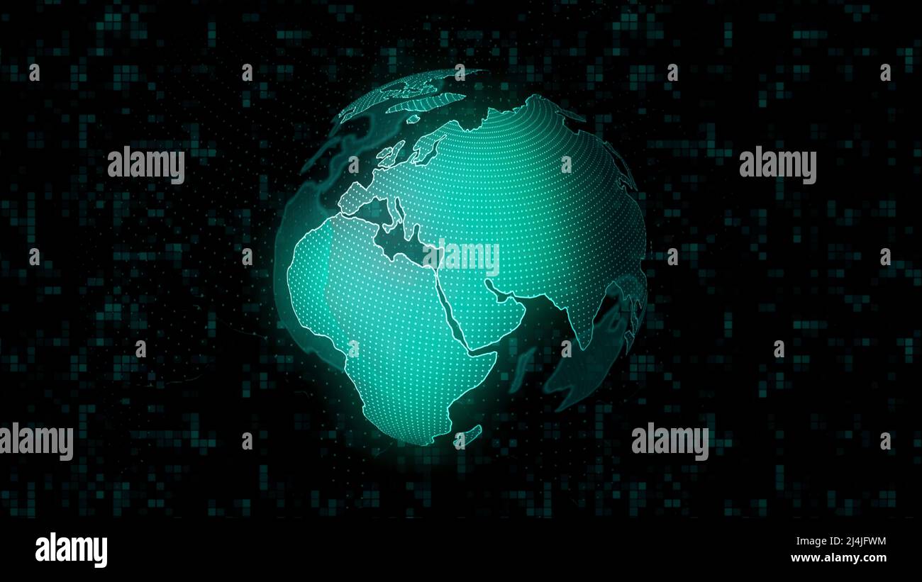 Holographic model of rotating earth on black background. Motion ...