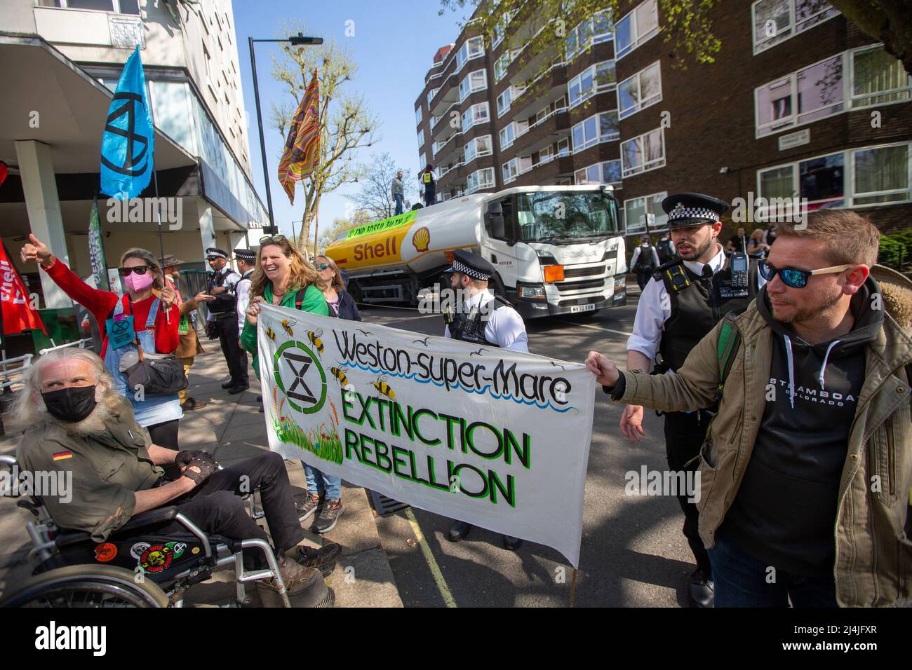 London, England, UK. 16th Apr, 2022. Extinction Rebellion activists ...