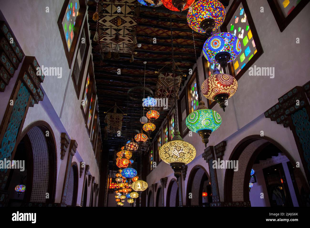 Doha,Qatar-April 20,2022: In the Old market Souk Waqif a decorative ...