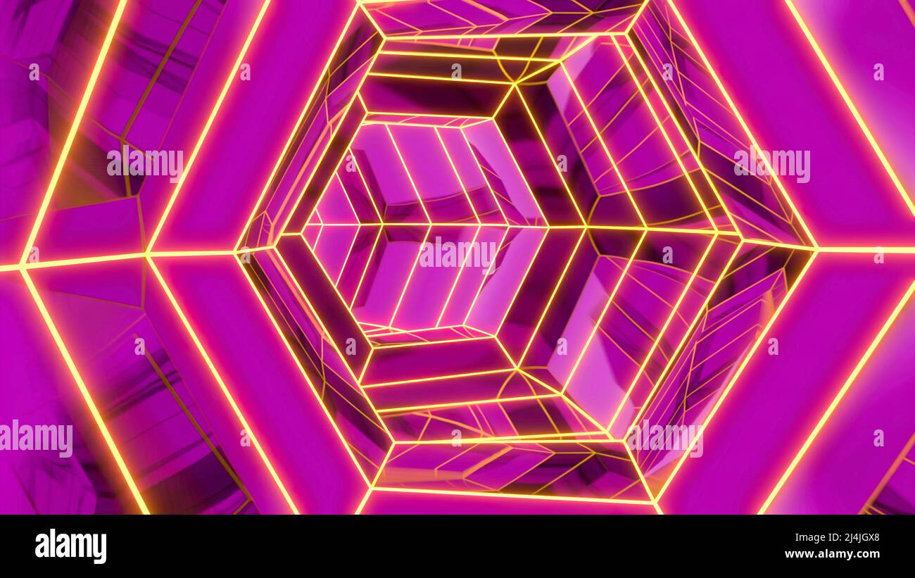 Moving through flashing colored tunnel. Design. Bright 3D tunnel with ...