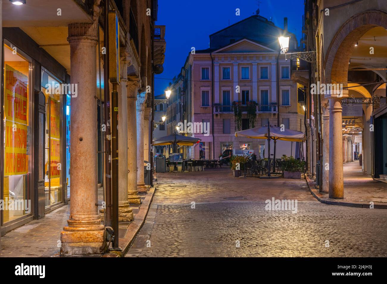 Night view of a street in the center of Italian town Mantua Stock Photo ...