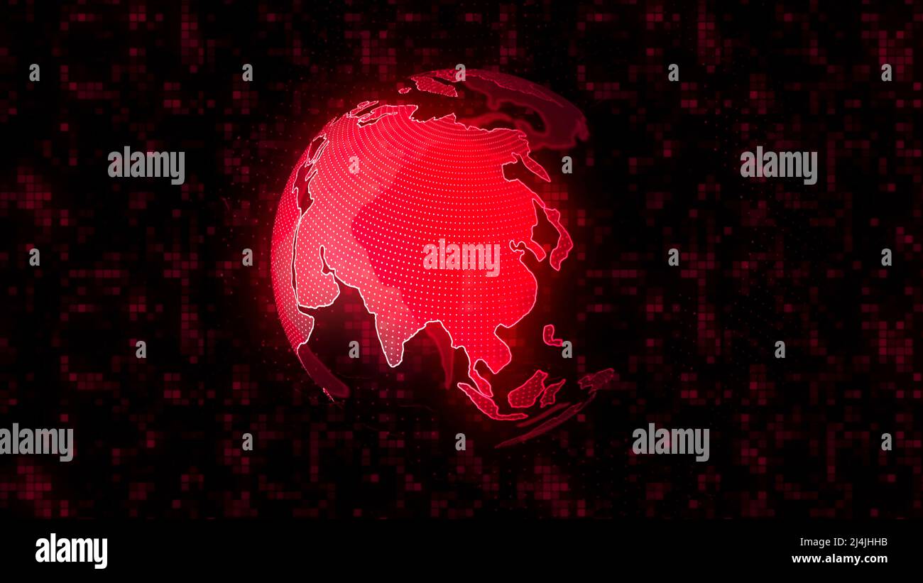 Holographic model of rotating earth on black background. Motion ...