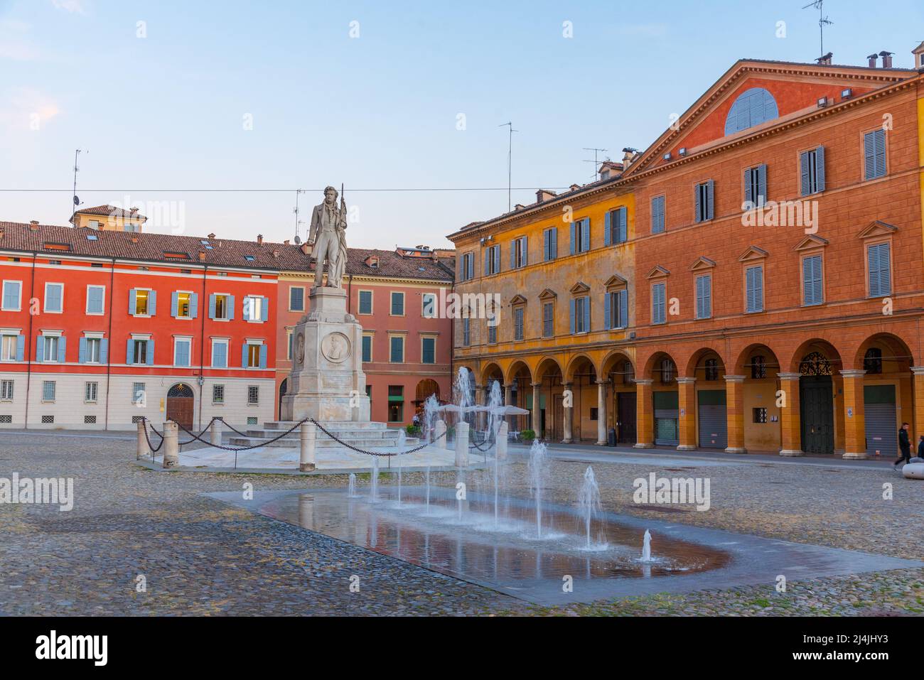 Sunset view of Piazza Roma in Italian town Modena Stock Photo - Alamy