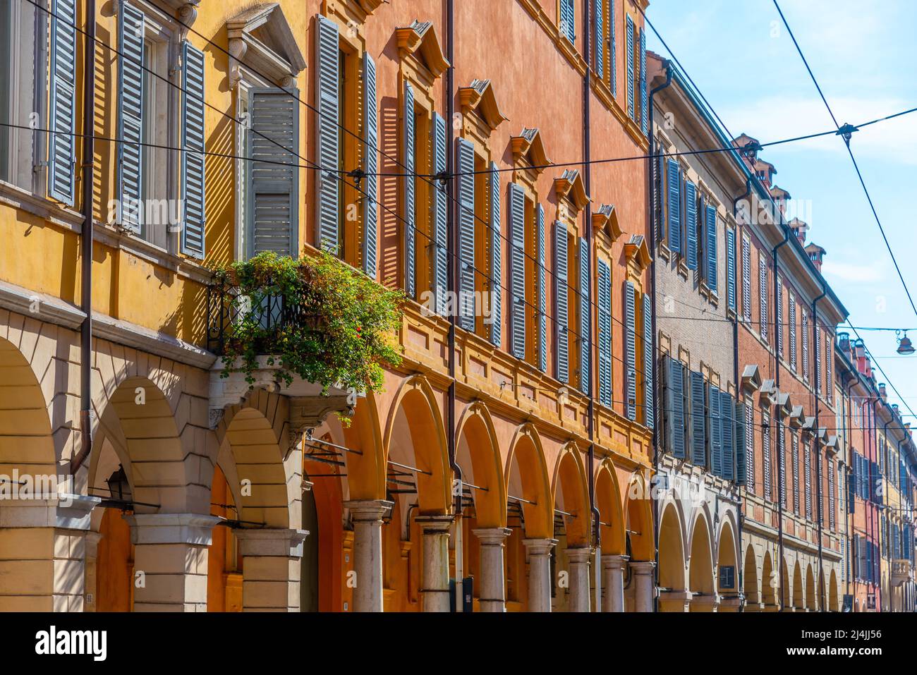 Colorful facades of historical building in Italian town Modena Stock ...