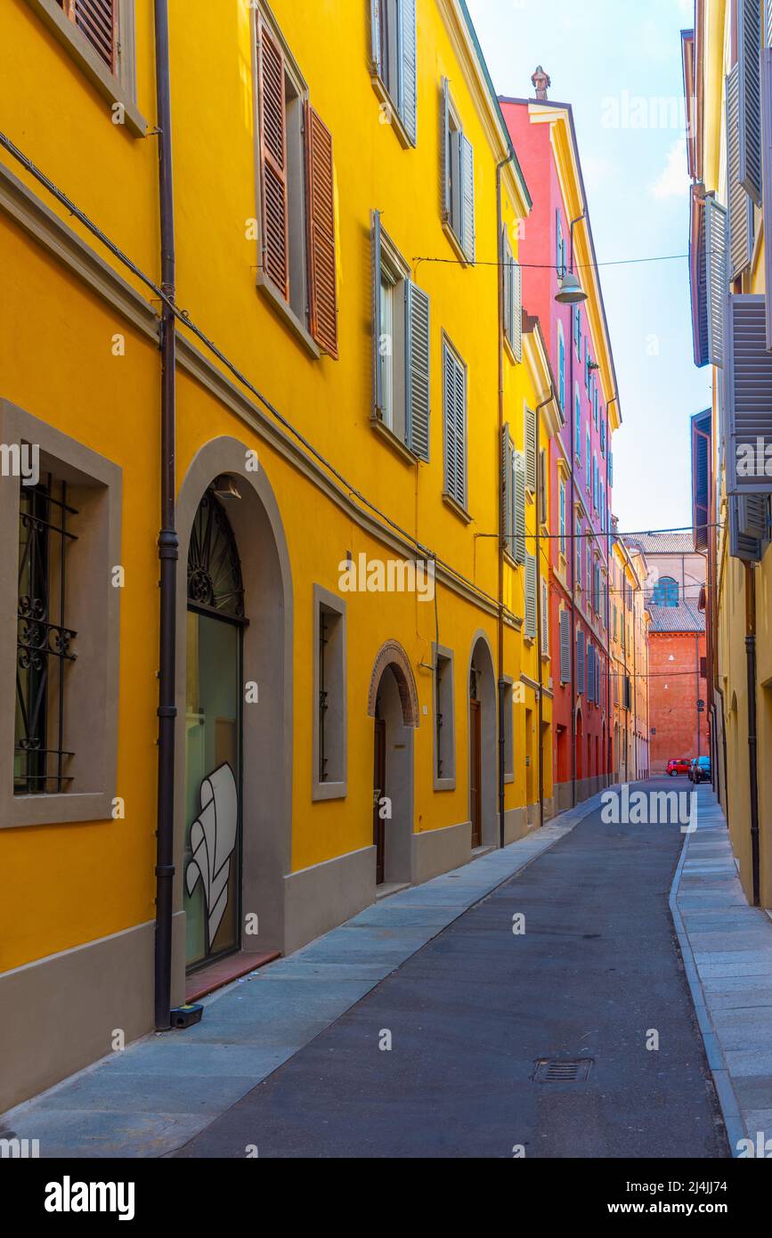 Colorful facades of historical building in Italian town Modena Stock ...