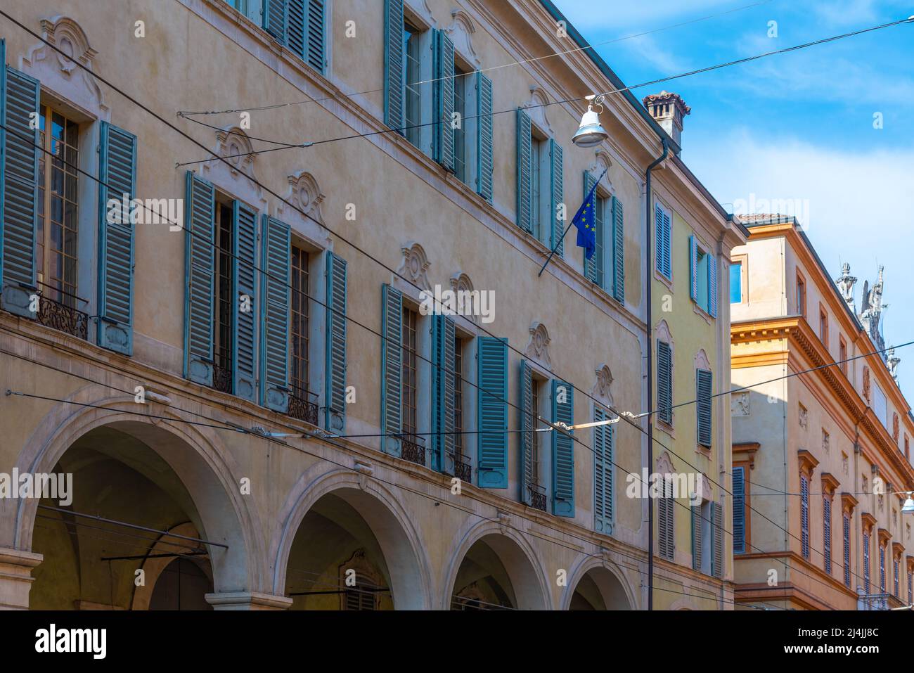 Colorful facades of historical building in Italian town Modena Stock ...