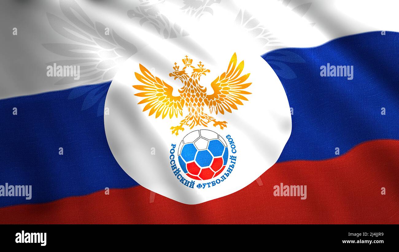 Abstract russian football union waving tricolour flag, seamless loop ...