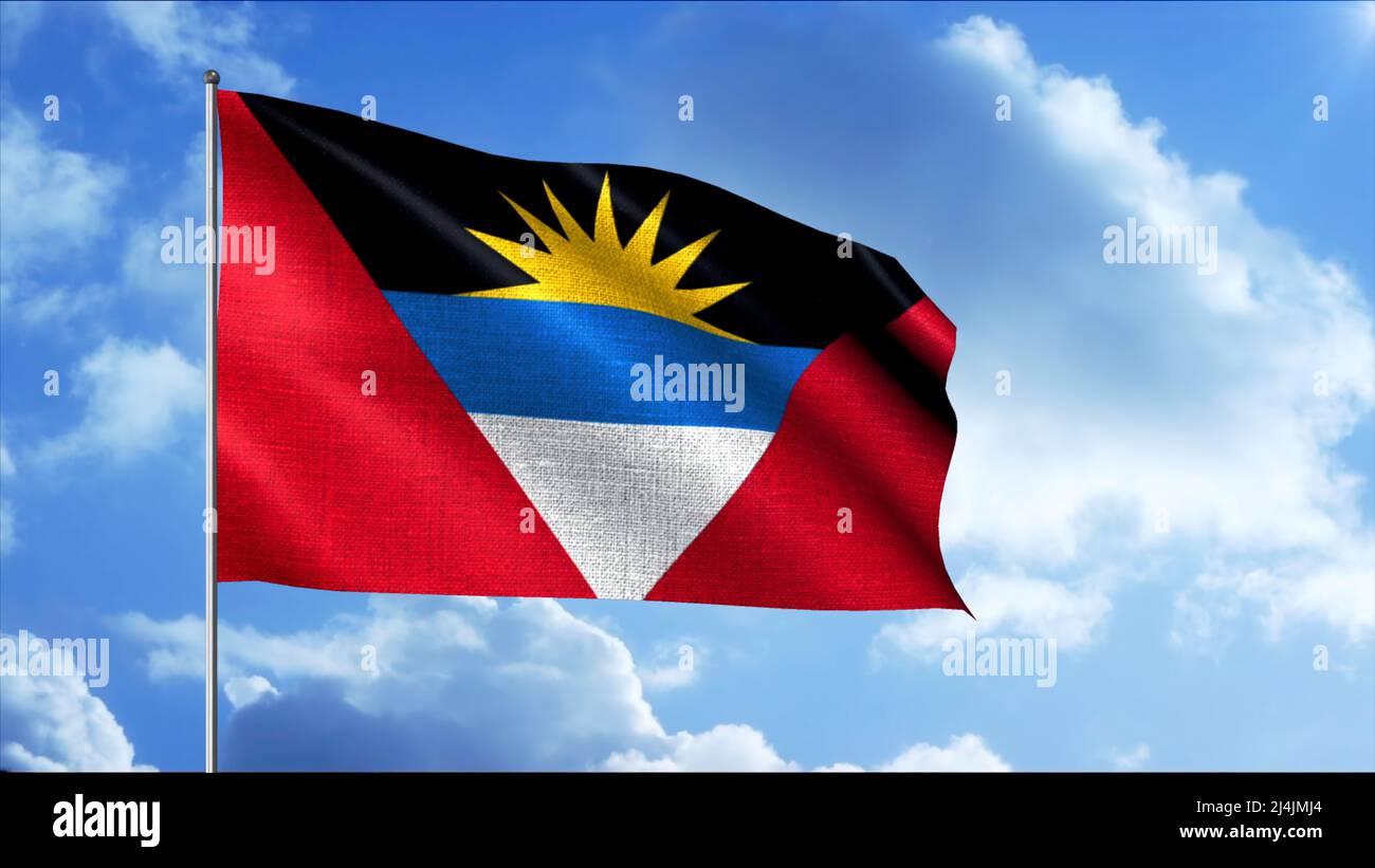 Antigua And Barbuda flag in 3D waving motion. Motion. Waving in the ...