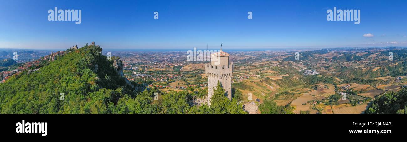 Panorama view of the Montale tower of San Marino Stock Photo - Alamy