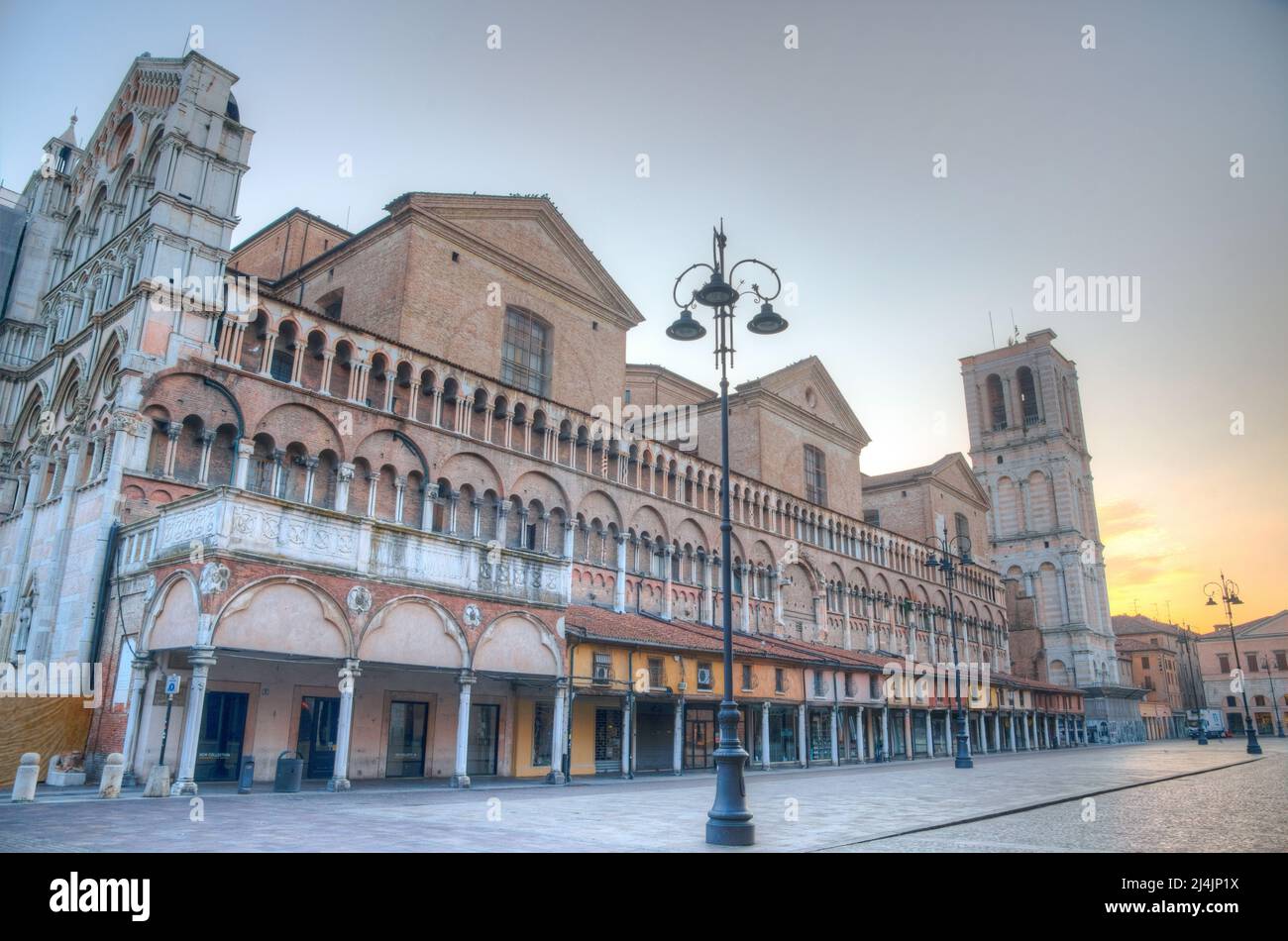 Sunrise view of the cathedral in Italian town Ferrara Stock Photo - Alamy