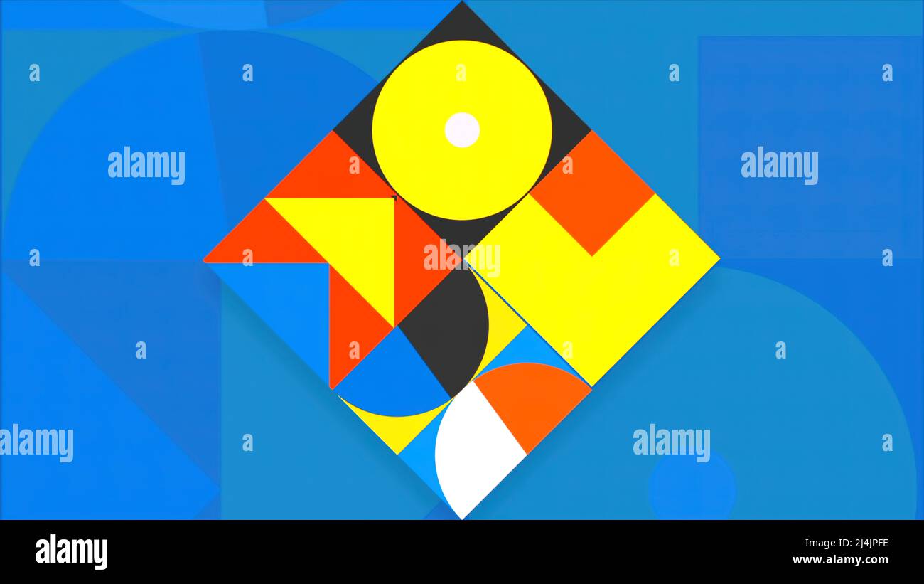 Colorful geometric design with moving figures. Motion. Bright moving ...