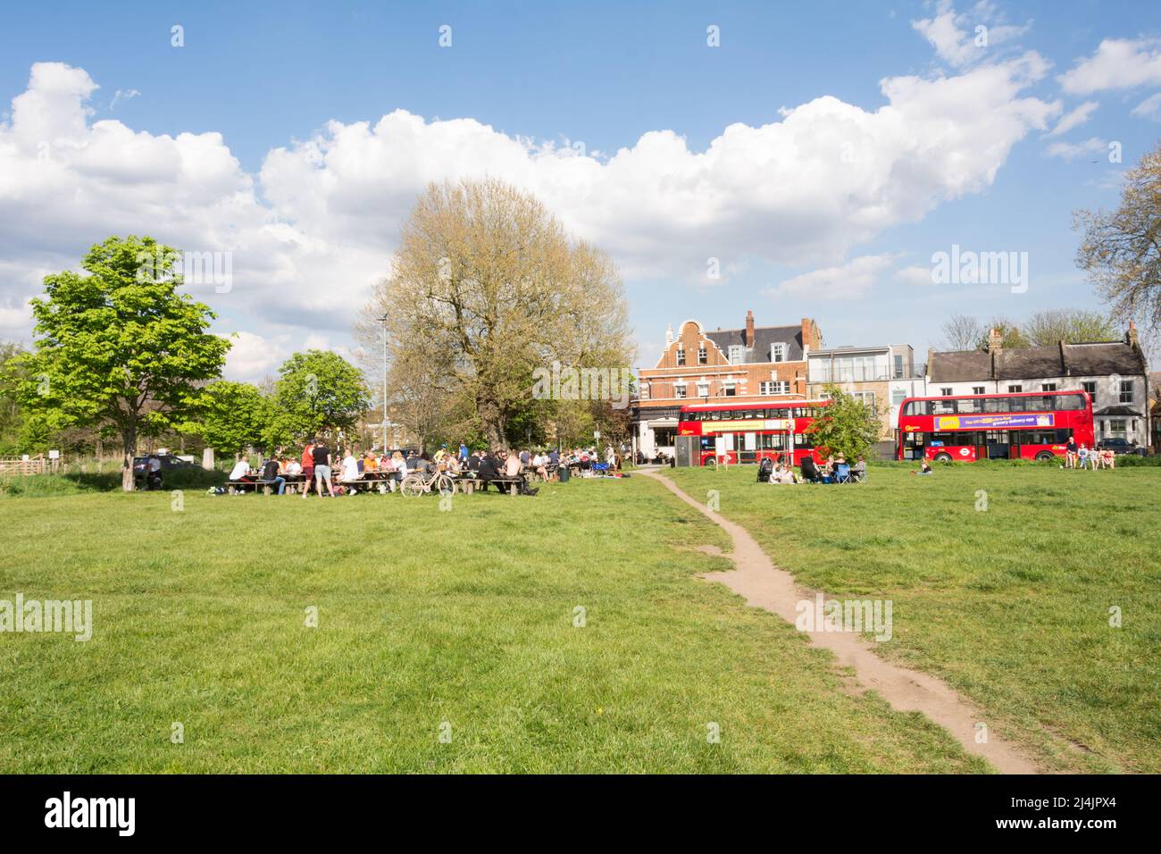 People drinking outside the Spencer public house on Putney Common ...