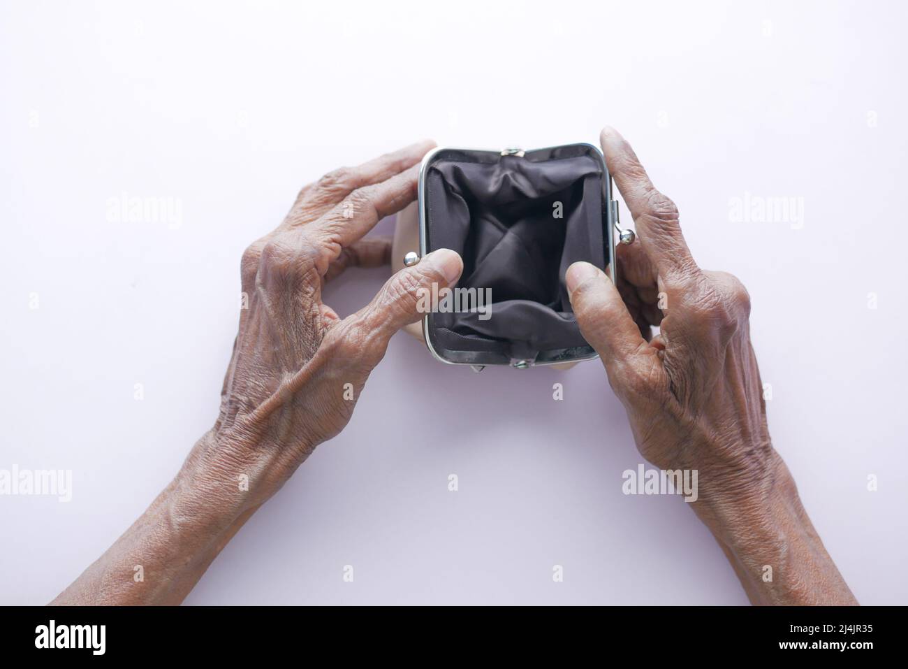 senior women hand open an empty wallet with copy space Stock Photo - Alamy